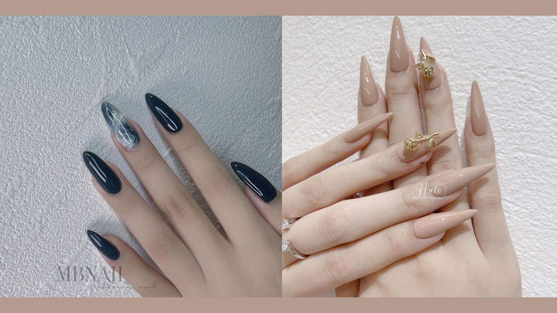 Những kiểu nail nữ tính Mẫu nail móng nhọn đẹp với nhiều màu sắc trẻ trung
