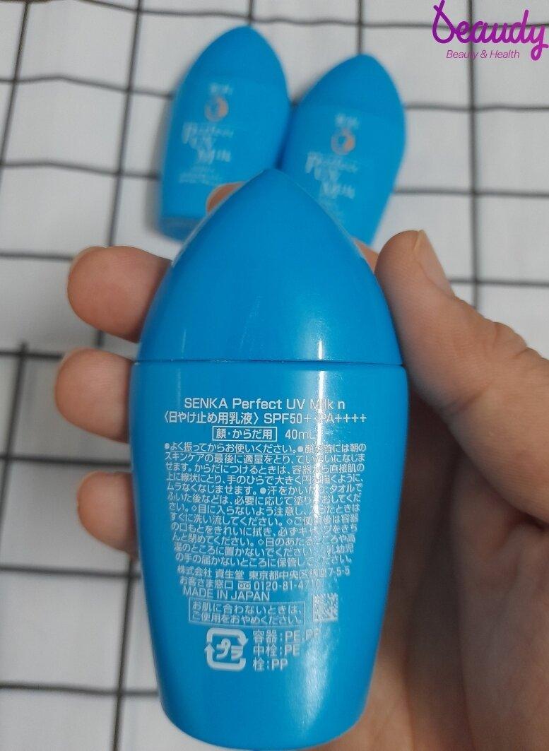 Review sữa chống nắng Senka Perfect UV Milk: thấm nhanh, kiềm dầu tốt, không nhờn rít - Beaudy.vn