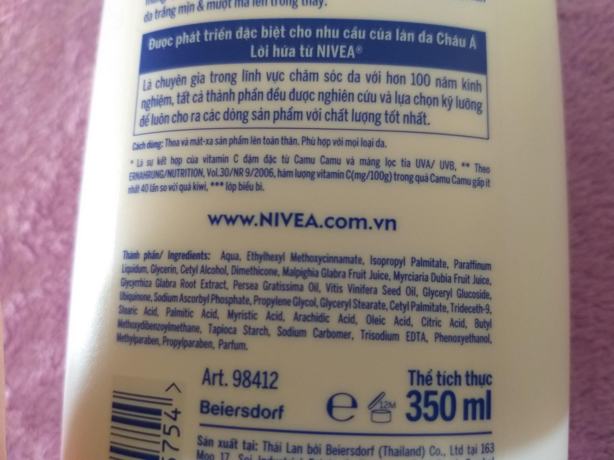 Review sữa dưỡng thể Nivea Extra White Night Nourish: da mịn màng ...